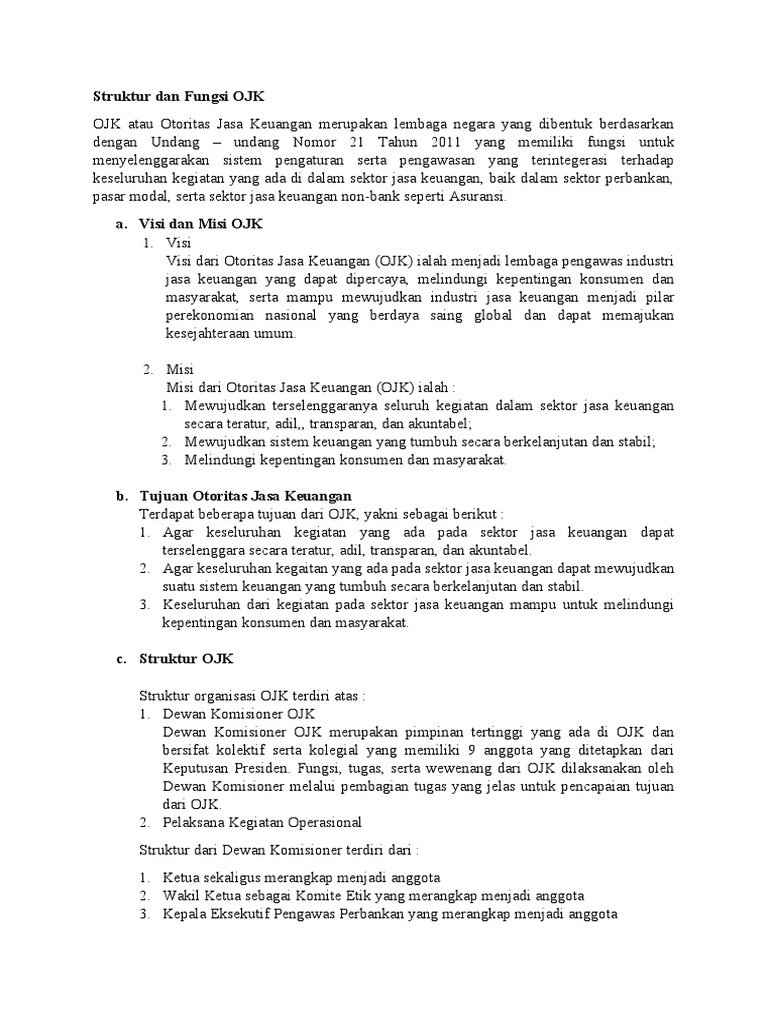 Struktur Dan Fungsi OJK | PDF