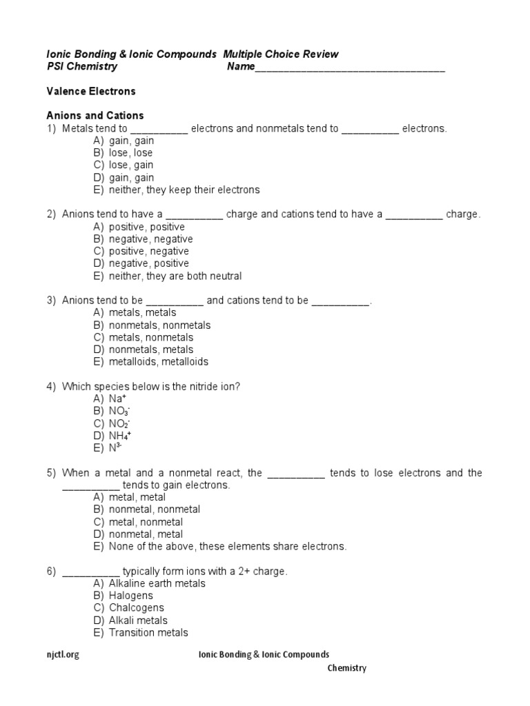 Valence Electrons Anions and Cations | PDF | Ion | Oxide