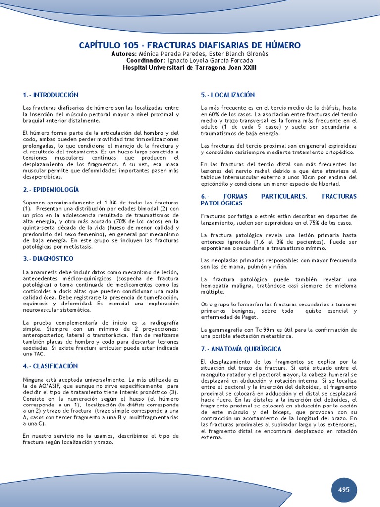 Fracturas Diafisiarias de Húmero | PDF | Hombro | Extremidades (anatomía)