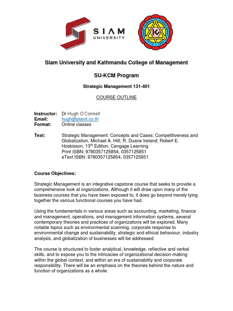 Strategic Management Course Outline | PDF | Strategic Management ...
