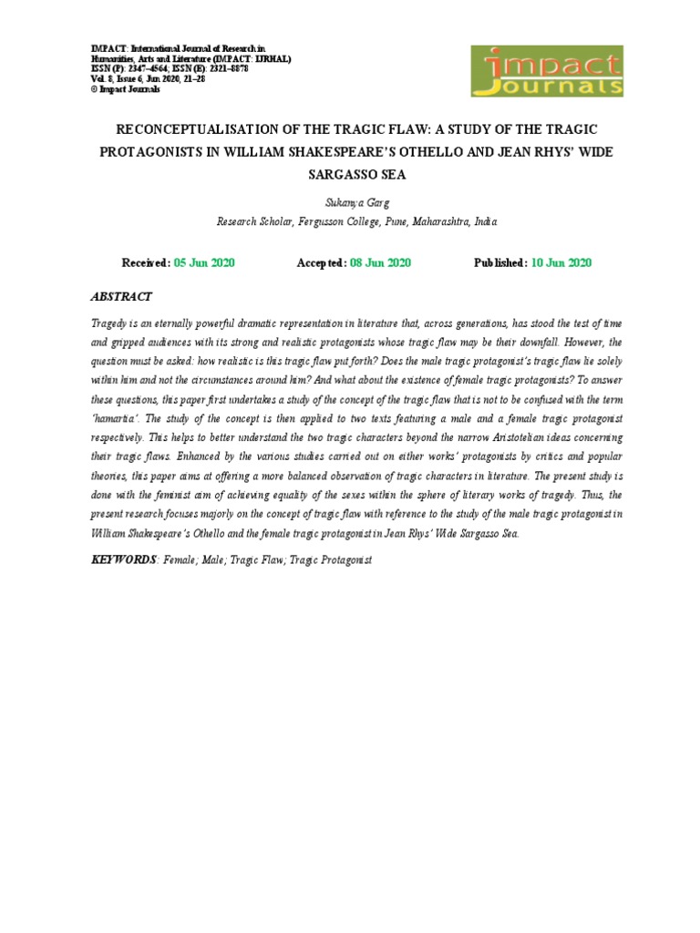Reconceptualisation of The Tragic Flaw: A Study of The Tragic ...