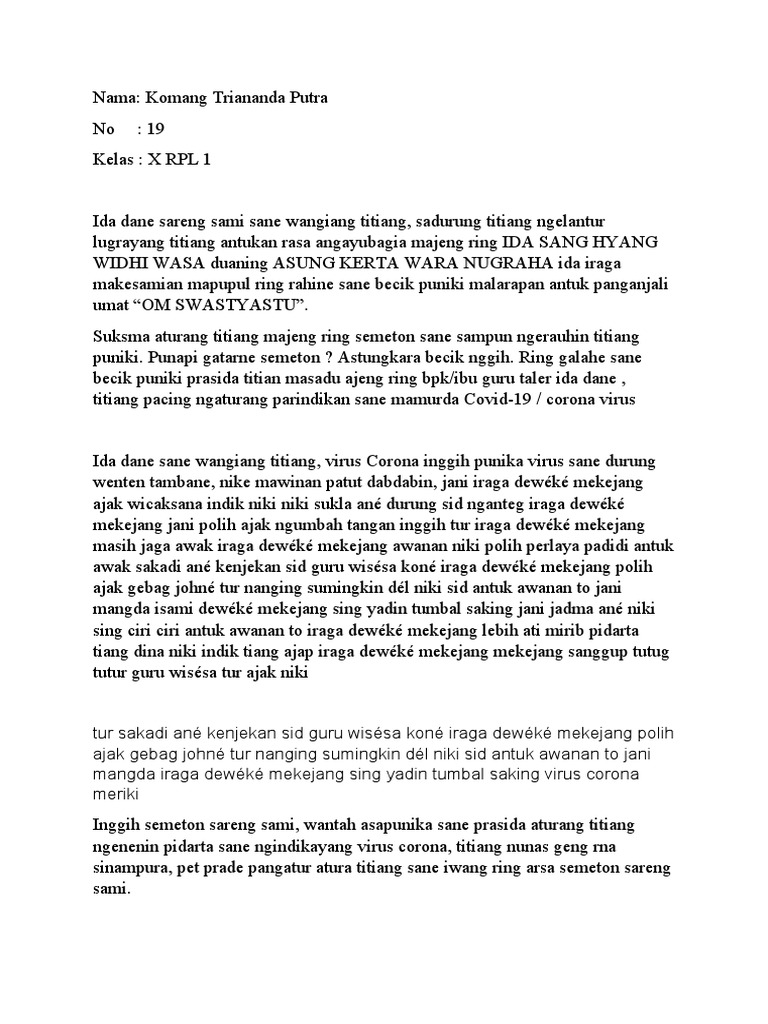 Pidato Covid-19 untuk Siswa Bali | PDF | Kesehatan Holistik
