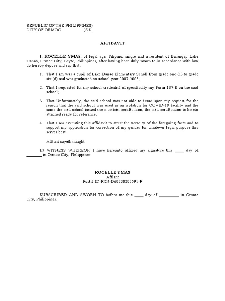 Affidavit of Gender | PDF