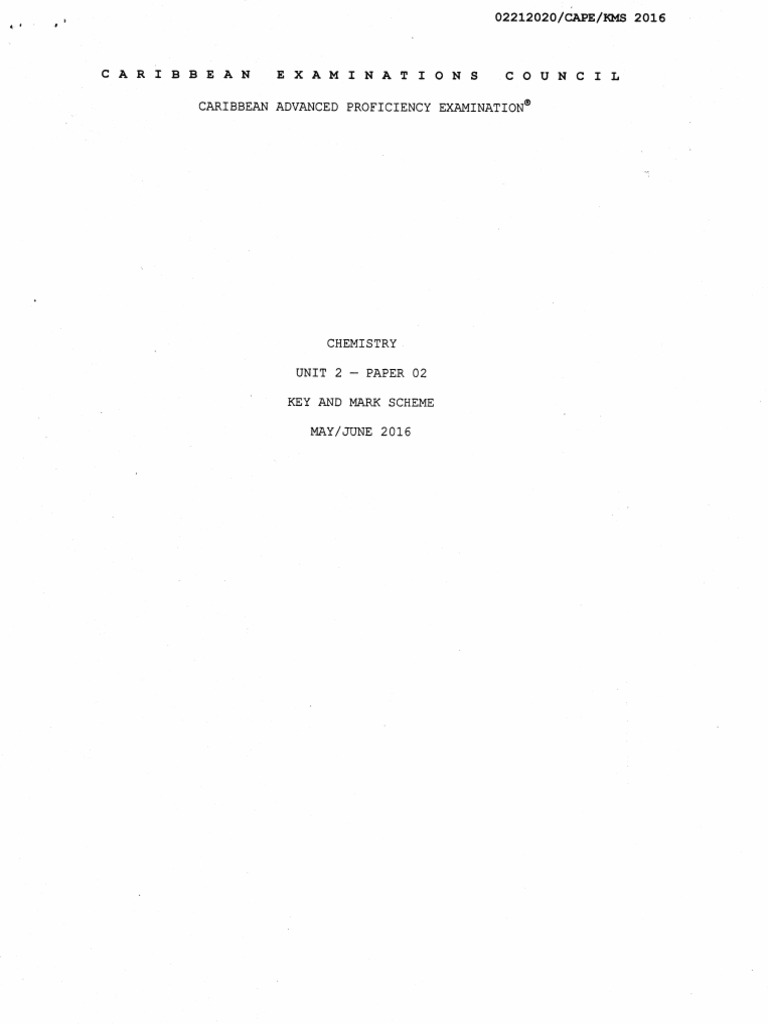 CAPE Chemistry Unit 2 Paper 2 2016 Answers | PDF