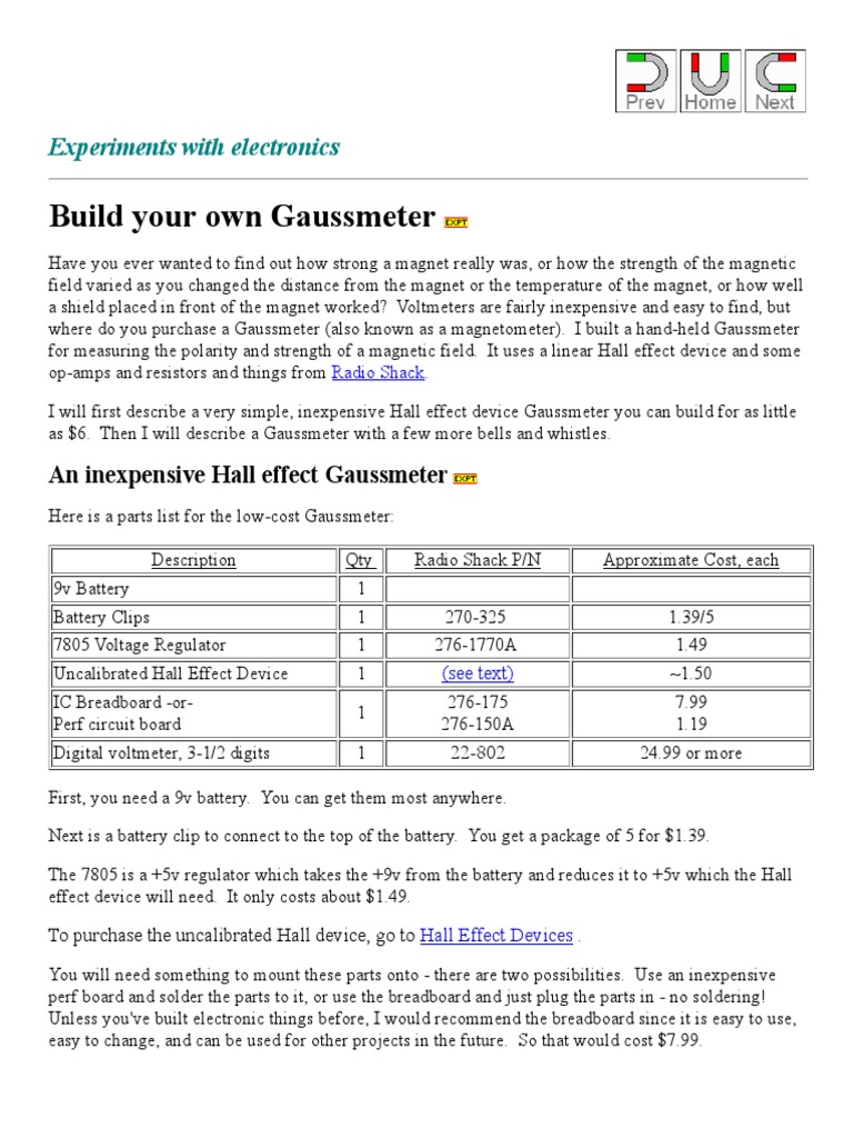 Build Your Own Gaussmeter | PDF | Magnetometer | Magnet