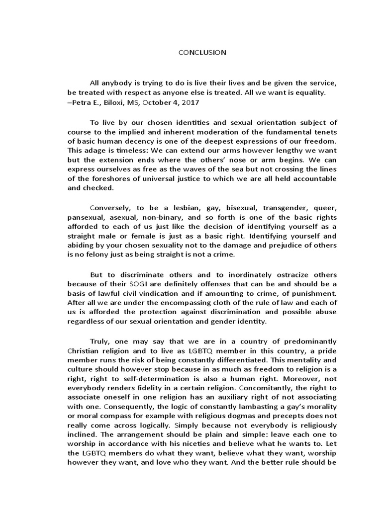 Conclusion LGBTQ | PDF | Lgbt | LGBTQIA+ Studies