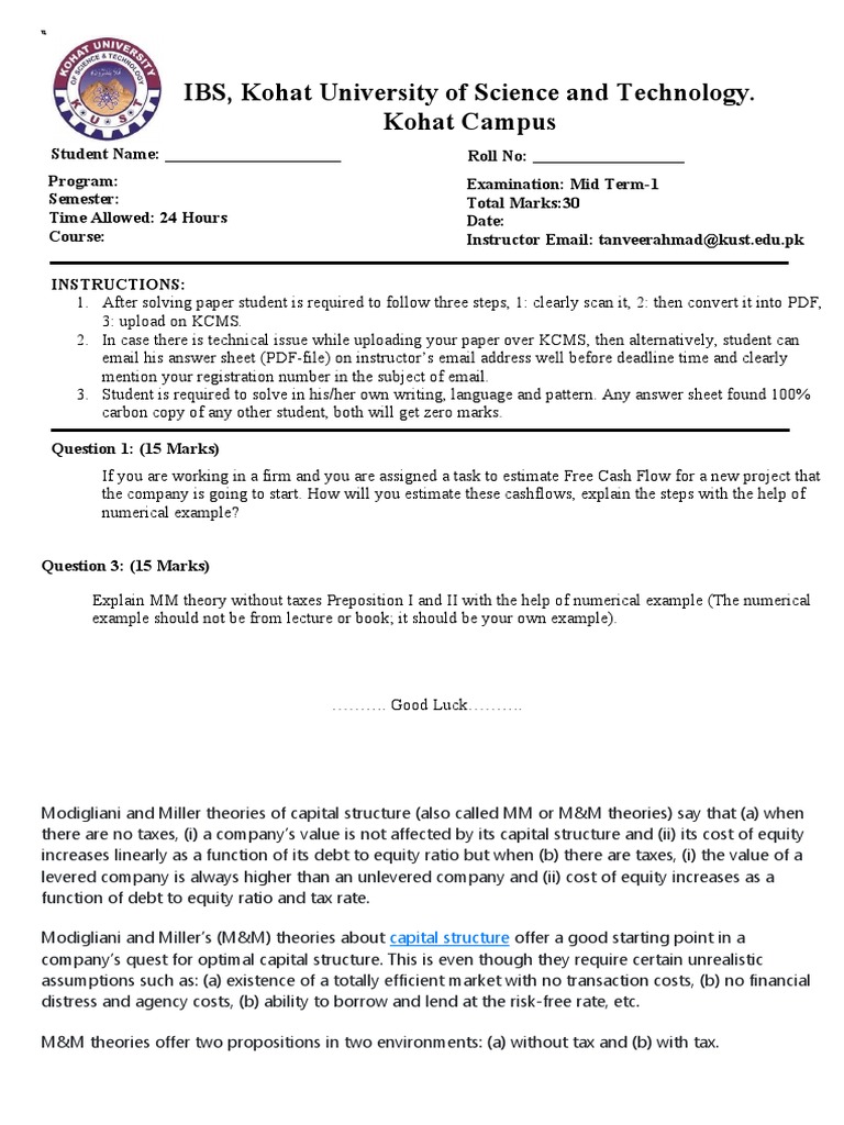 IBS, Kohat University of Science and Technology. Kohat Campus | PDF ...