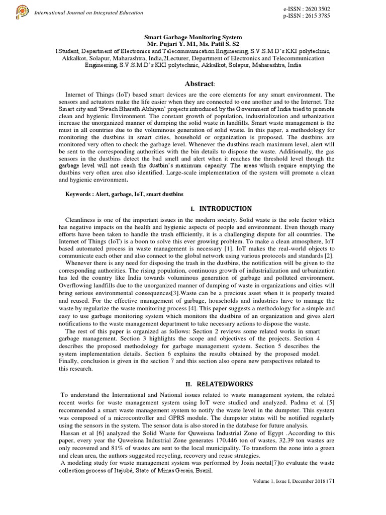 Smart Garbage Monitoring System | PDF | Internet Of Things | Municipal ... Smart Garbage Monitoring System | PDF | Internet Of Things | Municipal ...