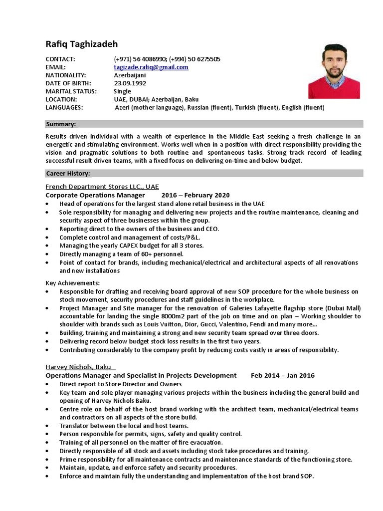 Rafiq Taghizadeh CV | PDF | Azerbaijan | Economies