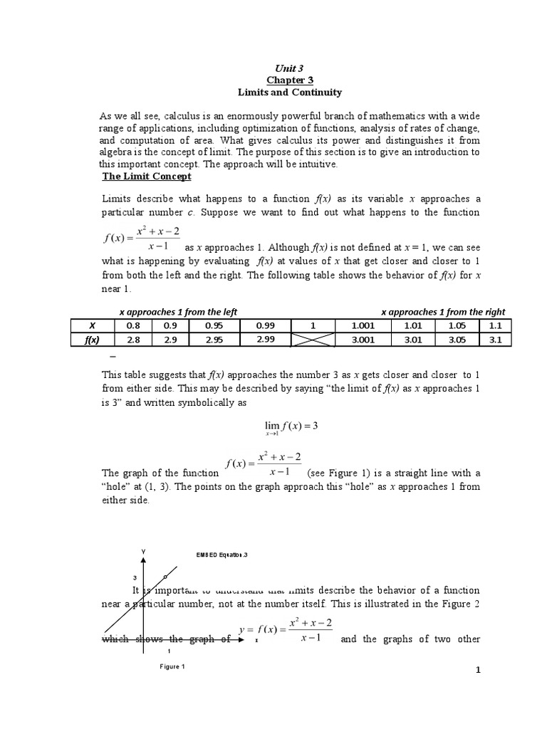 Unit 3 Chapter 3 Limits And Continuity Pdf Continuous Function Function Mathematics