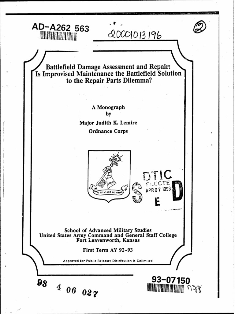 Battlefield Damage Assessment and Repair | PDF | Reliability ...