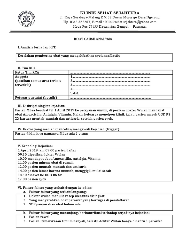 Form Rca Contoh | PDF