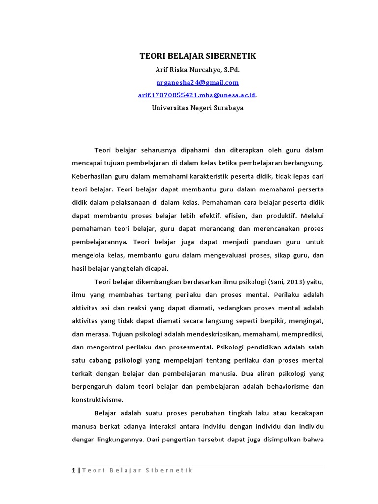 Teori Belajar Sibernetik | PDF