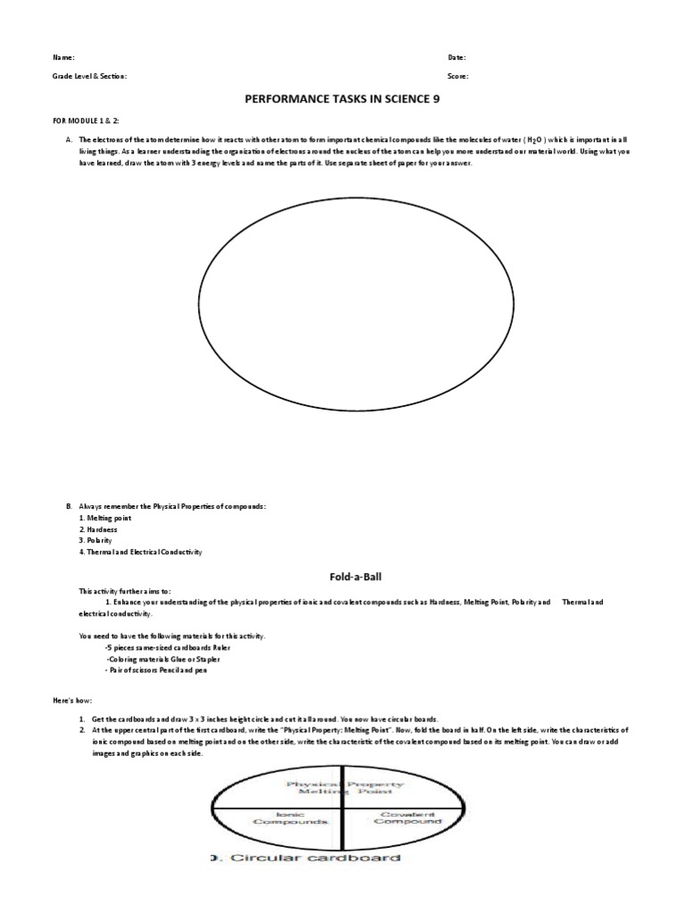 Grade 9 Science Performance Task Guide | PDF