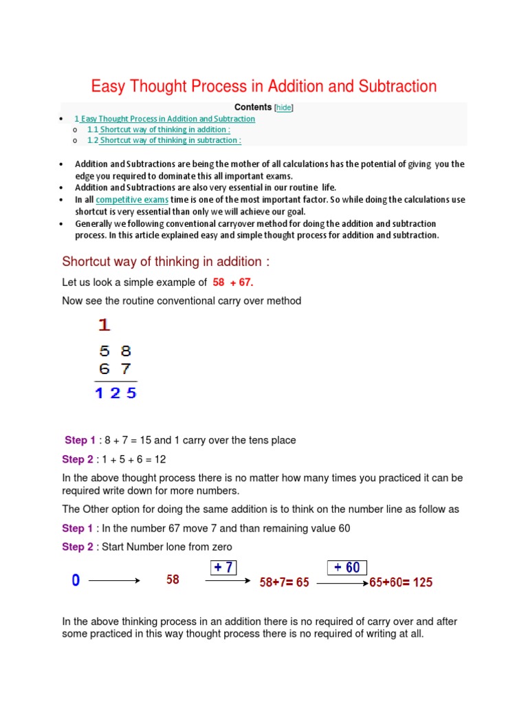 Addition Tricks and Tips in Mathematics | PDF | Subtraction | Teaching ...