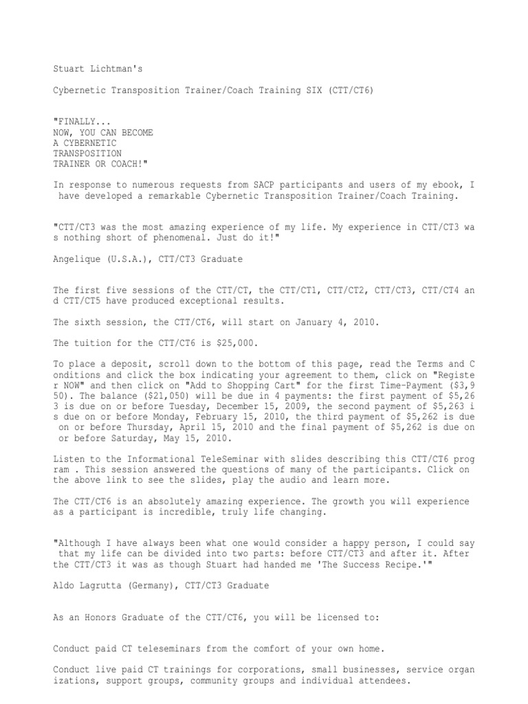 Cybernetic Transposition Trainer Syllabus | PDF | Leadership ...