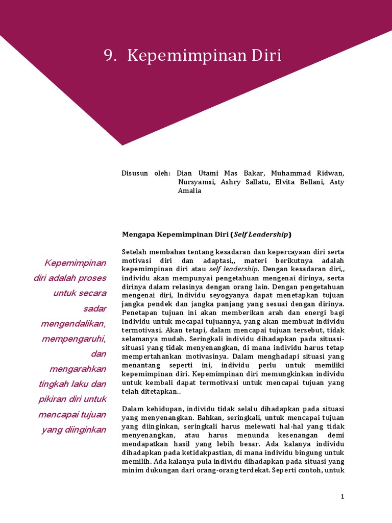 Kepemimpinan Diri - Modul | PDF