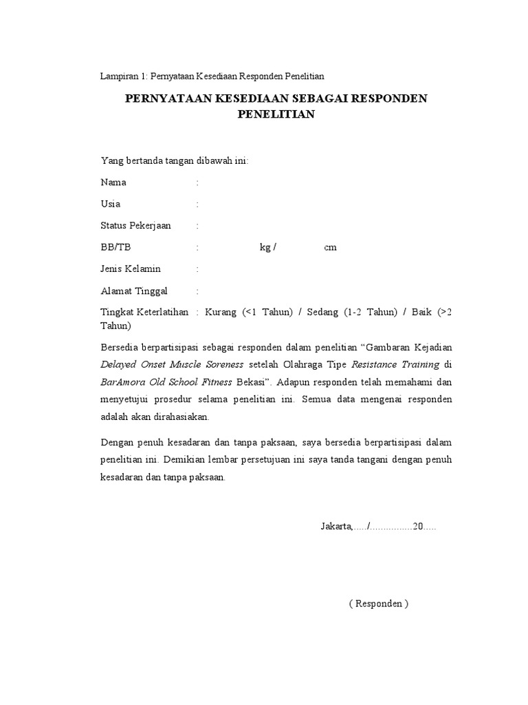 Informed Consent & Kuesioner Penelitian Mohammad Jofa (Before Revised) | PDF