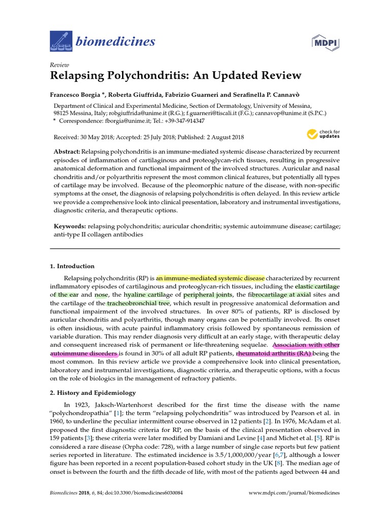 Biomedicines: Relapsing Polychondritis: An Updated Review | PDF ...