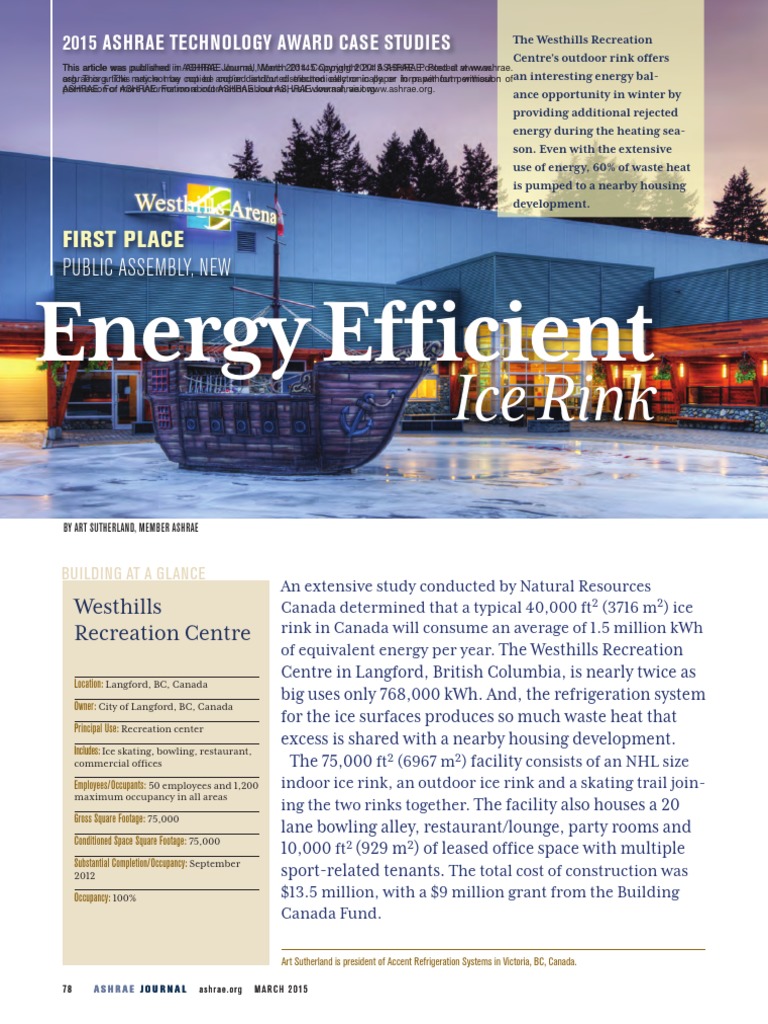 Ashrae Energy Efficient Ice Rink 2015 | PDF | Heat Pump | Water Heating