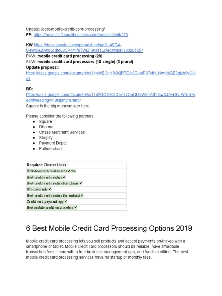 6 Best Mobile Credit Card Processing Options 2019 | PDF