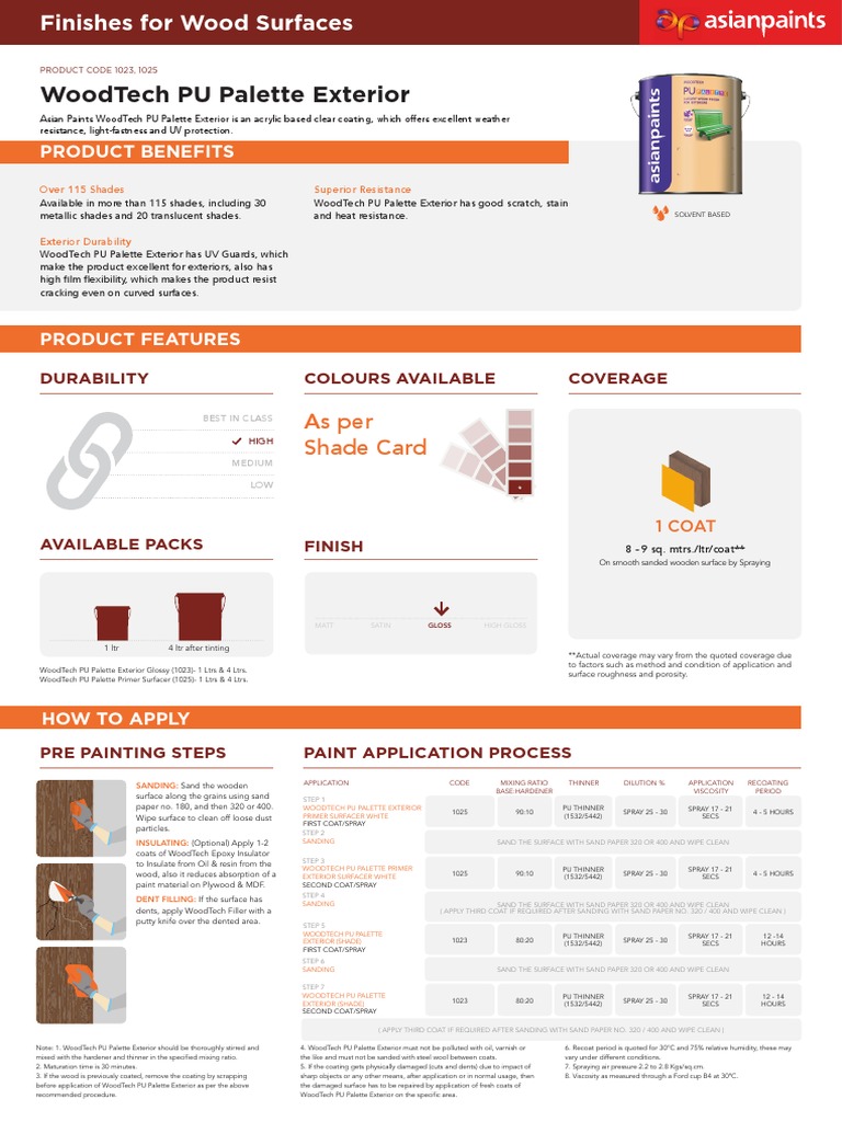 Woodtech Pu Palette Exterior: As Per Shade Card | PDF | Paint ...