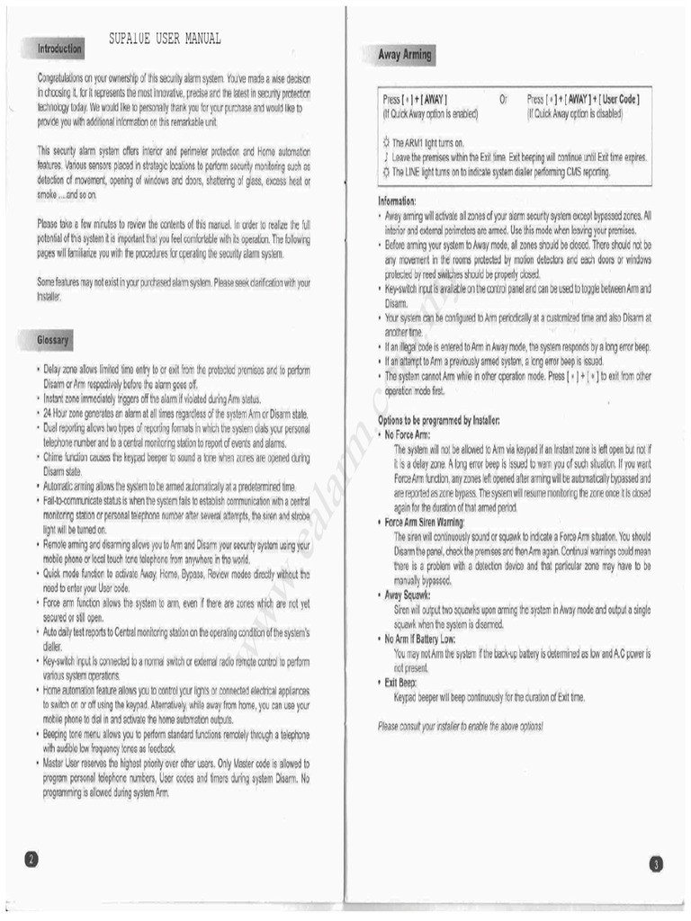 User Manual SUPA 10E Alarm | PDF