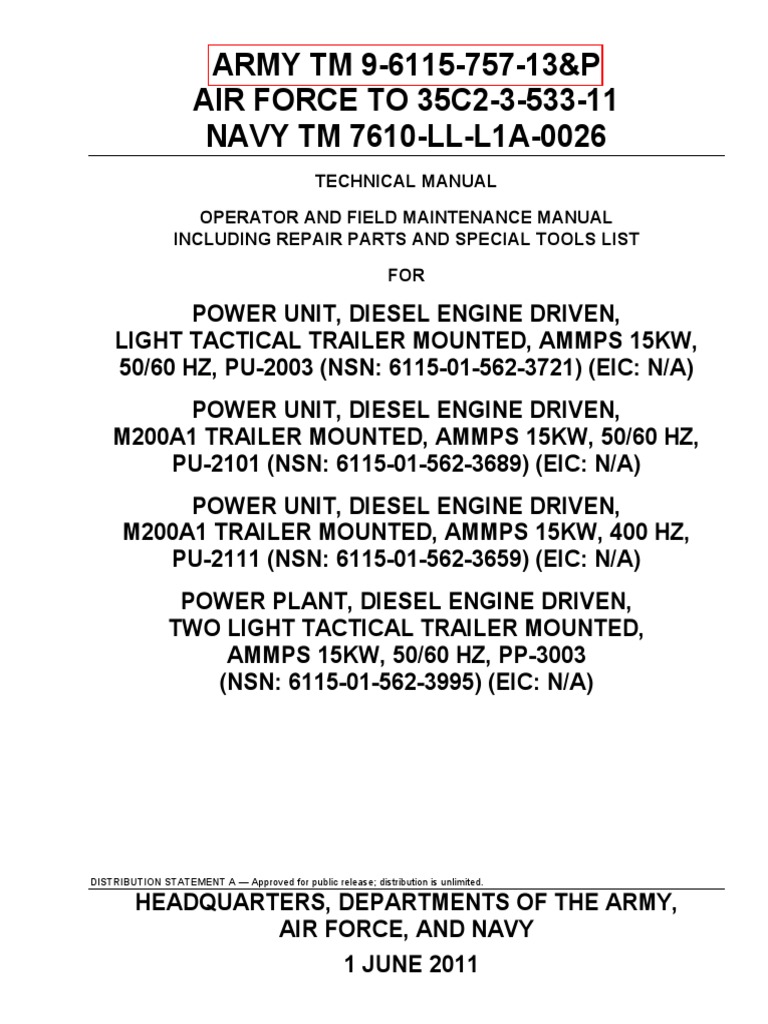 Pu-2101 TM 9-6115-757-13&P | PDF | Exhaust Gas | Direct Current