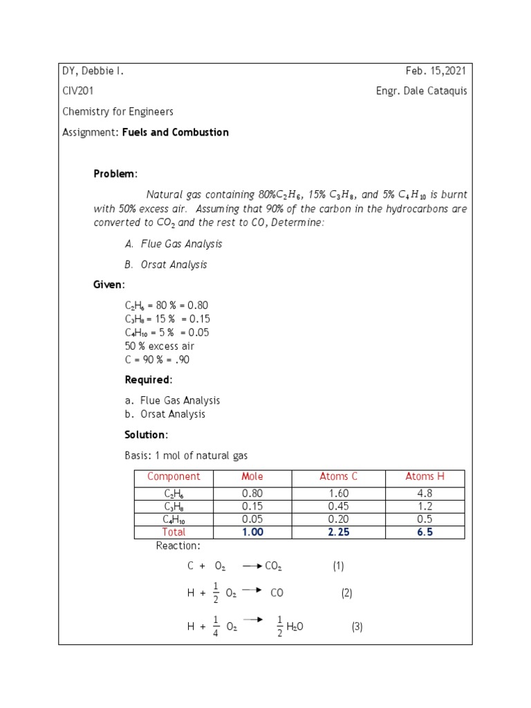Flue Gas Analysis and Orsat Analysis | PDF | Mole (Unit) | Hydrocarbons