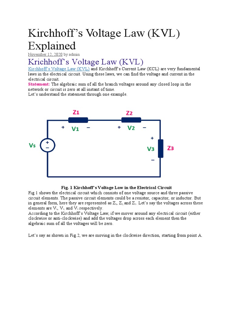 Kirchhoff's Voltage Law (KVL) Explained | PDF | Electrical Network ...