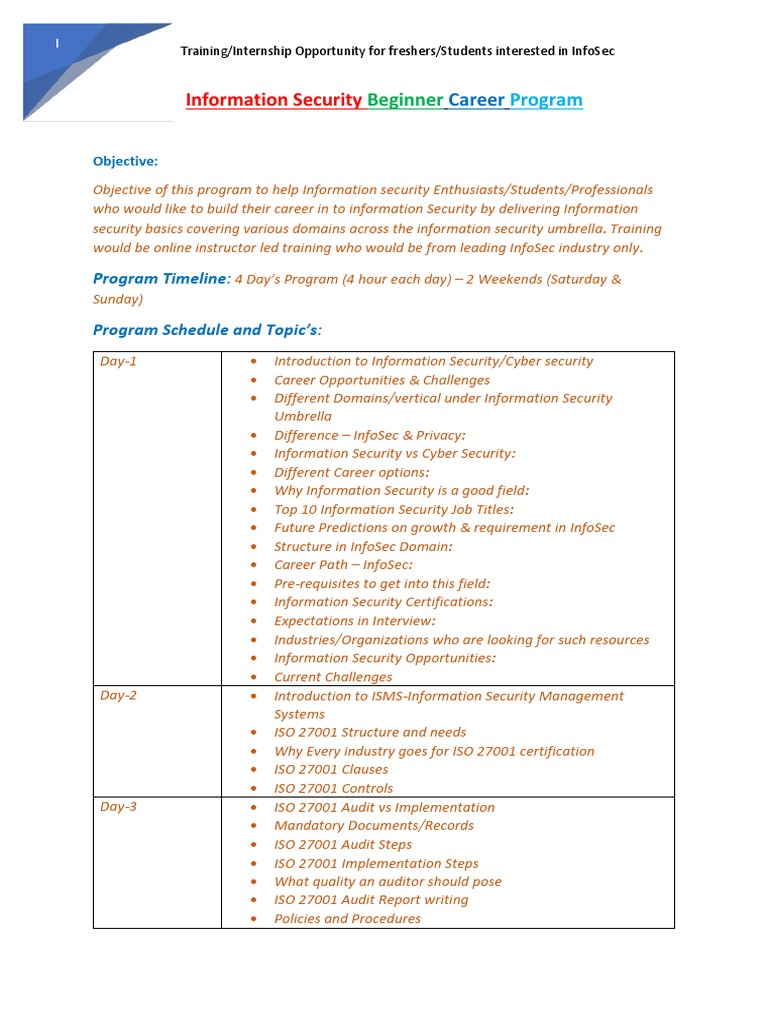 Information Security Beginner Career Program | PDF | Payment Card ...