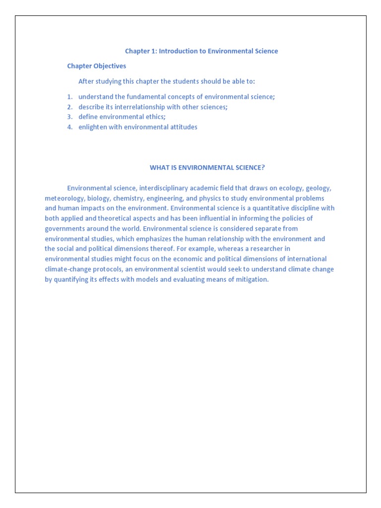 Chapter 1 Environmental Science | PDF | Environmental Science | Natural ...
