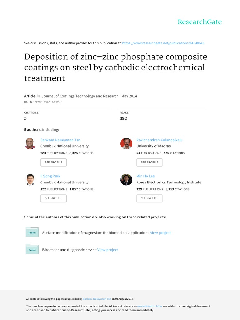 Deposition of Zinc - Zinc Phosphate Composite Coatings On Steel by ...