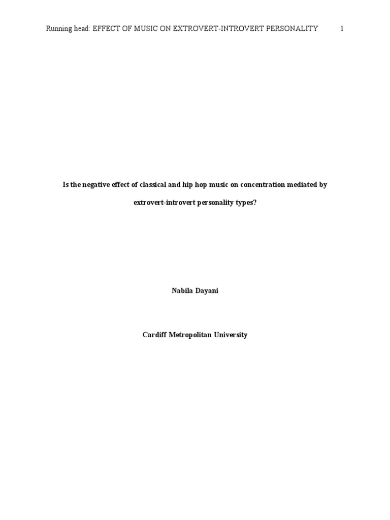 Effect of Music On Extrovert-Introvert Personality | PDF | Affect ...