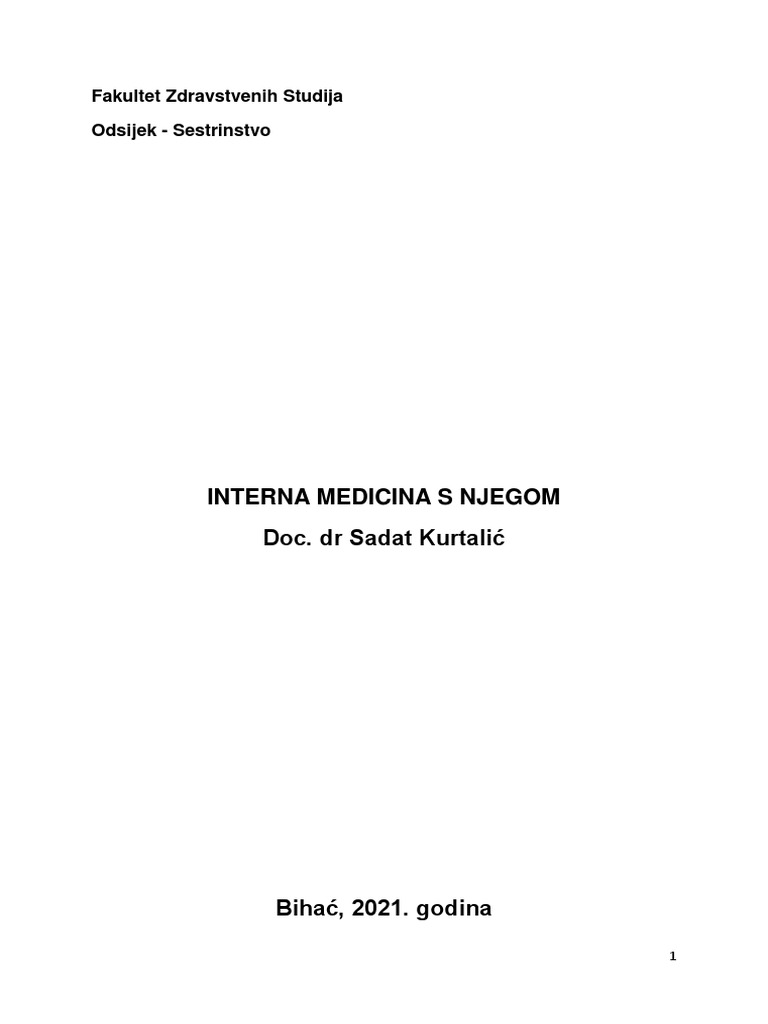 Interna Medicina S Njegom Skripta | PDF