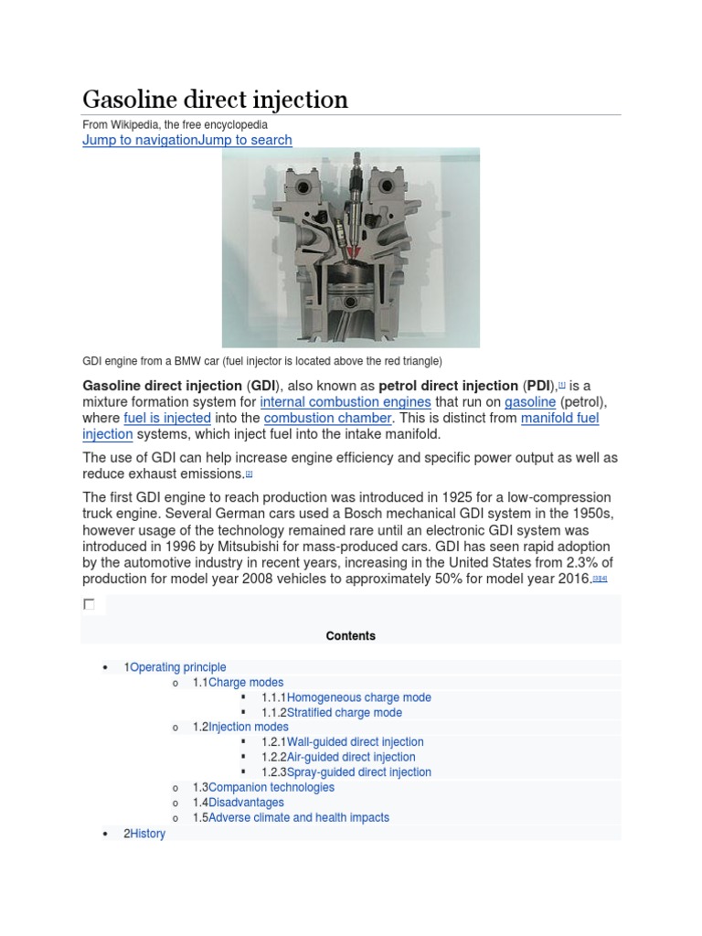 Overview of Gasoline Direct Injection | PDF | Internal Combustion ...