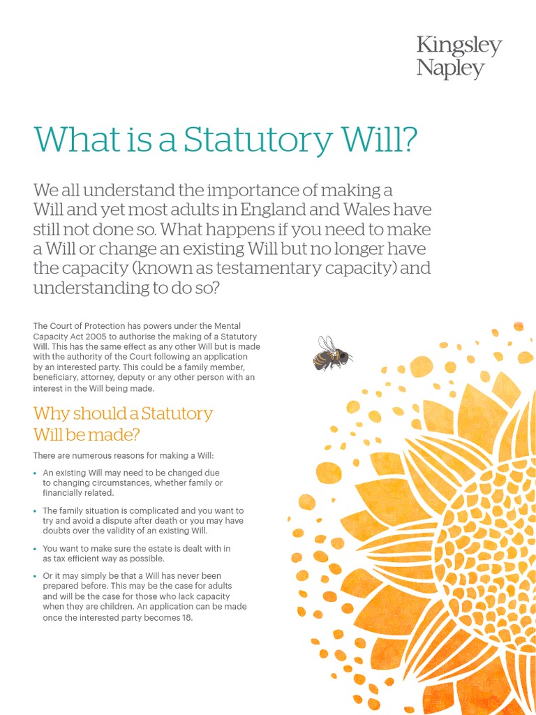 Statutory Wills: A Guide for Families | PDF | Will And Testament ...