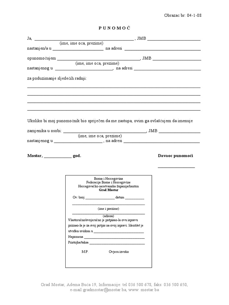 Punomoc 1 BOS | PDF