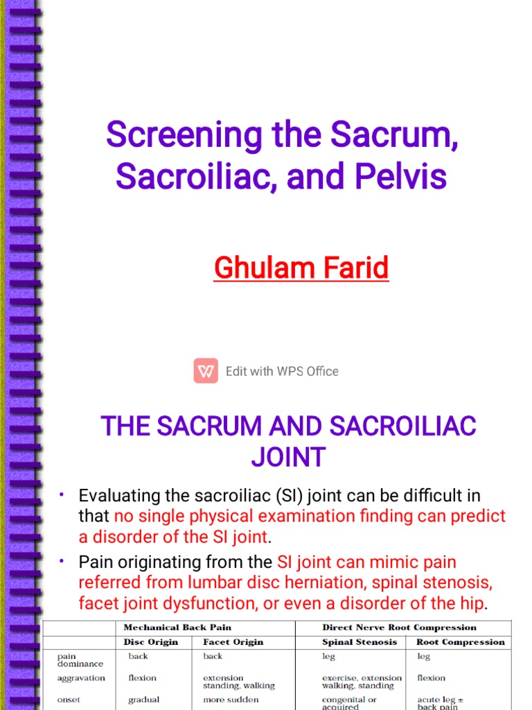 Screening The Sacrum, Sacroiliac, and Pelvis | PDF | Pelvis | Clinical ...