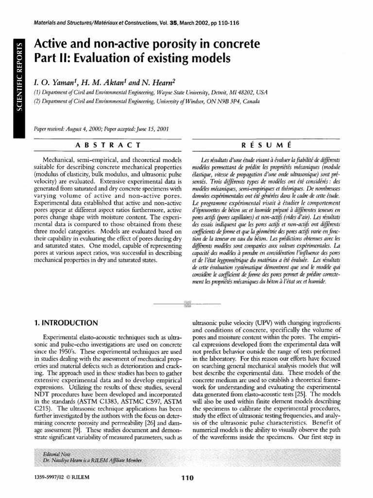Active and Non-Active Porosity in Concrete Part II - Evaluation of ...