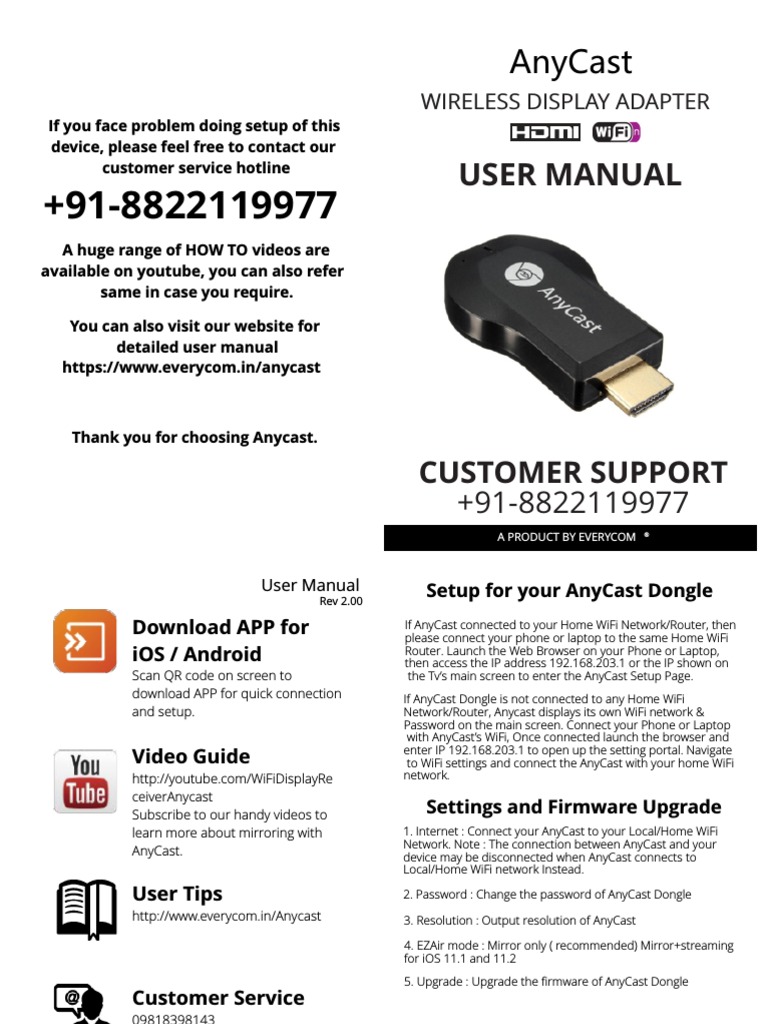 Anycast: User Manual | PDF | Wi Fi | Ios