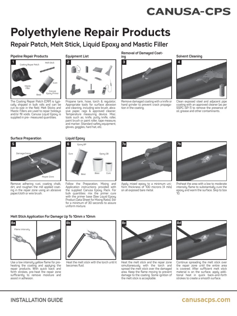 Polyethylene Repair Products: Repair Patch, Melt Stick, Liquid Epoxy ...