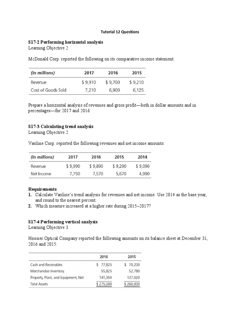 Tutorial 12 Questions | PDF | Stocks | Revenue