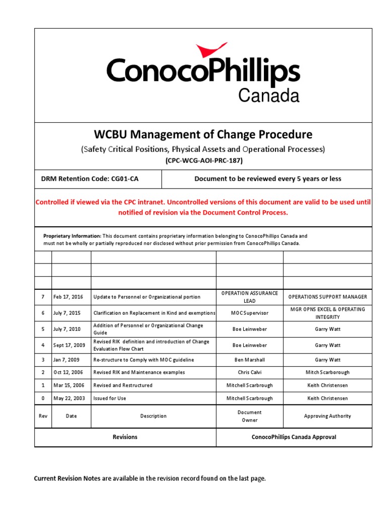Management of Change Procedure Overview | PDF | Risk Assessment ...