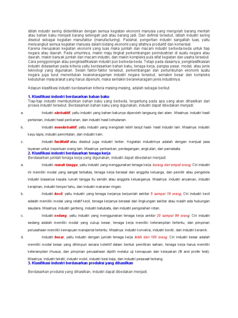 Klasifikasi Industri | PDF | Bisnis | Pengelolaan Keuangan & Uang