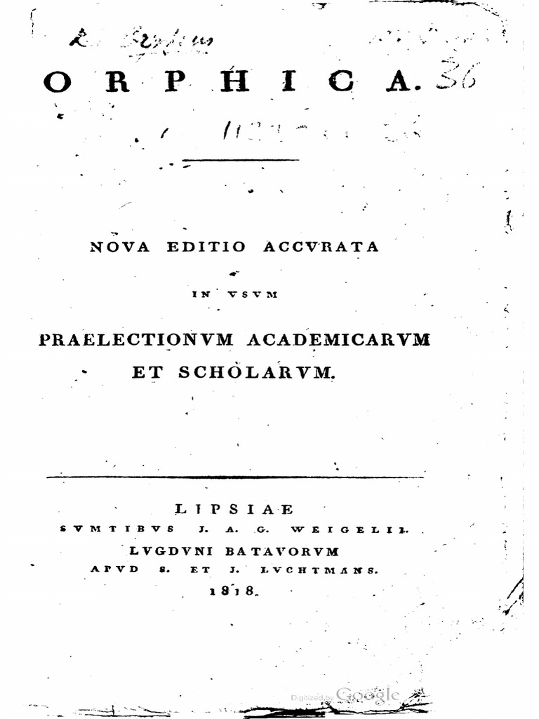 Orphica (1818) | PDF