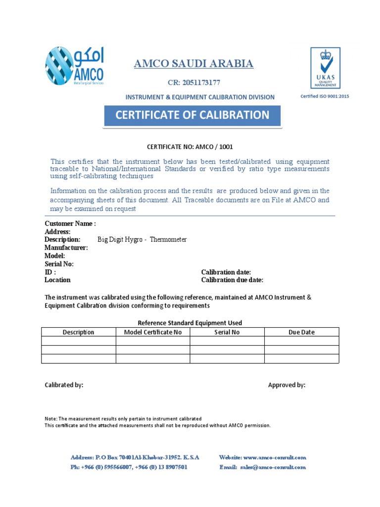CERTIFICATE NO 1 Hyfro Thermometer | PDF | Calibration | Metrology