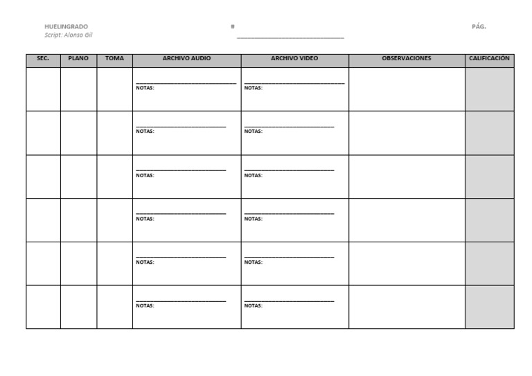 Hoja de Script (Editable) | PDF