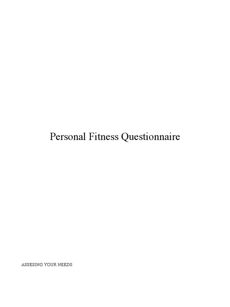 PT Questionnaire | Download Free PDF | Physical Fitness | Meal