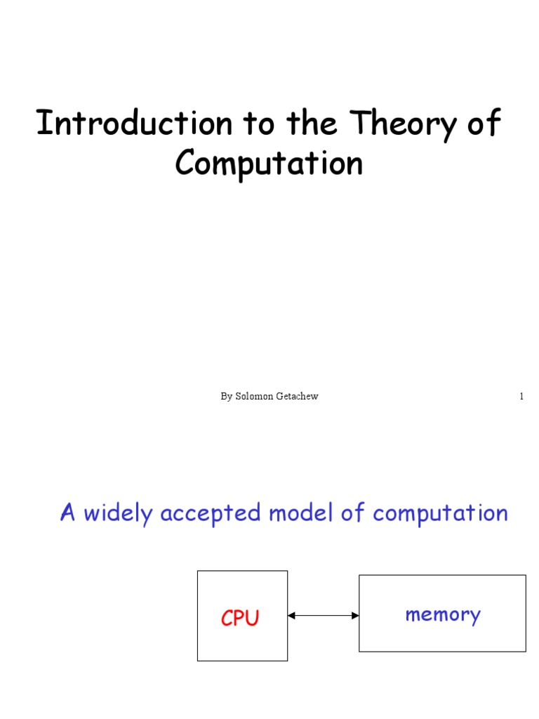 Introduction To The Theory Of Computation By Solomon Getachew 1